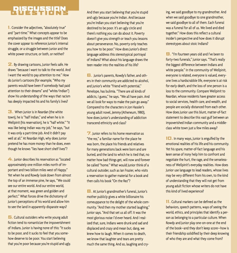 The Absolutely True Diary of a Part-Time Indian by Sherman Alexie ...