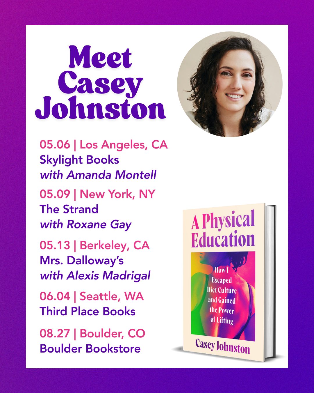 Casey Johnston’s A PHYSICAL EDUCATION Book Tour | Hachette Book Group