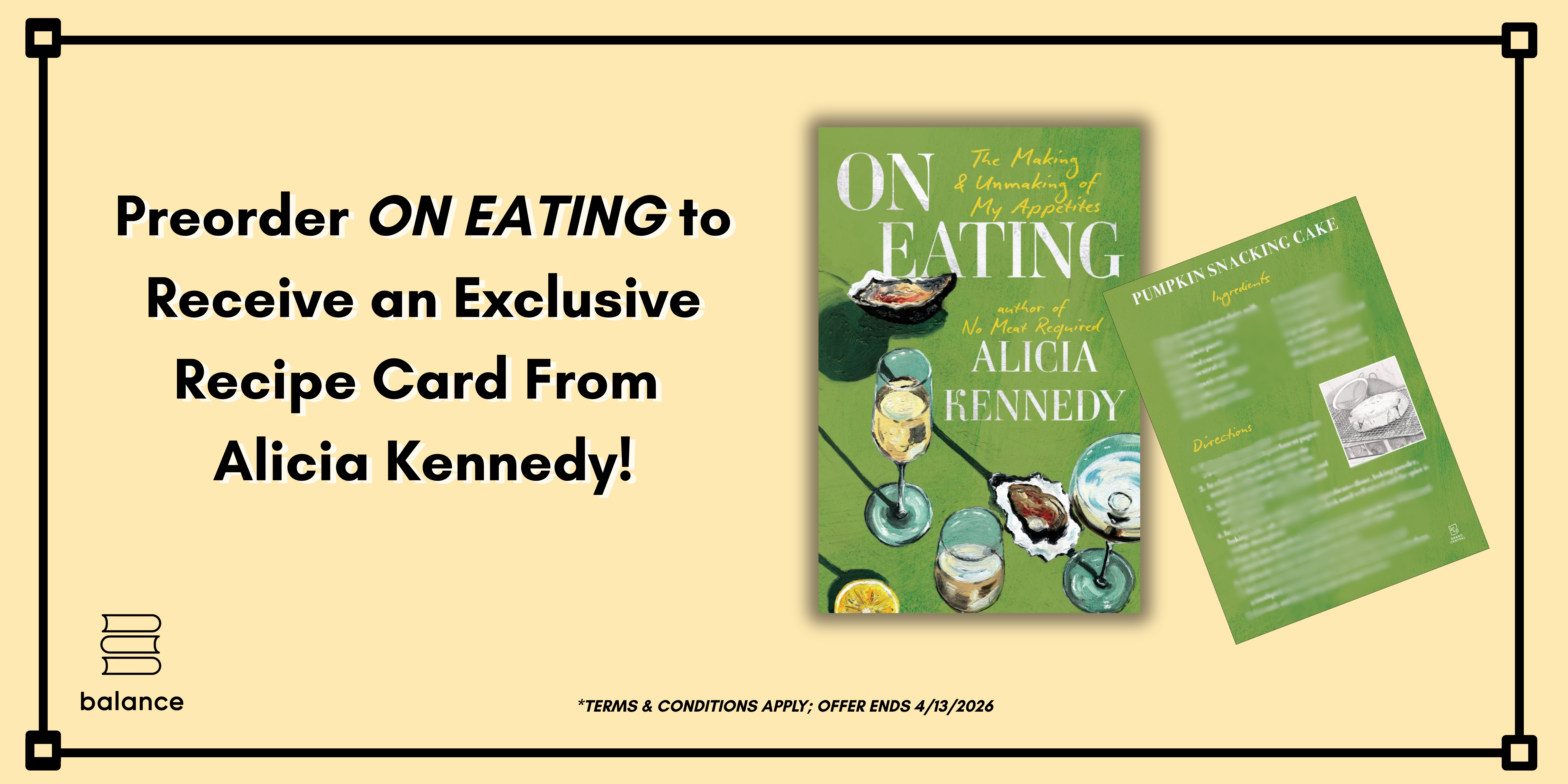 ON EATING Preorder Bonus Offer | Hachette Book Group